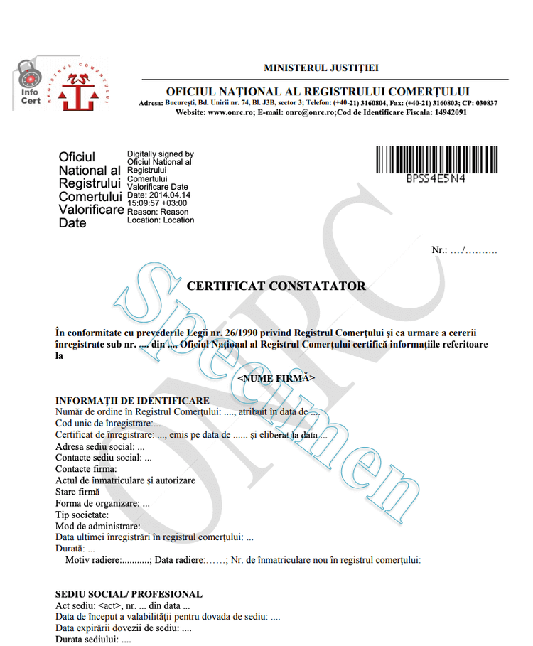 Multumim Certificat Constatator Online ONRC
